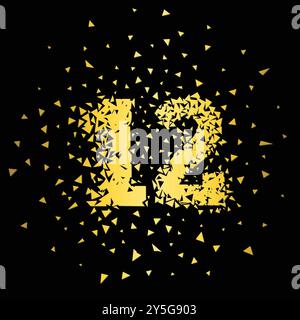 Broken numbers 12. Explosion effects. Vector and illustration Stock ...