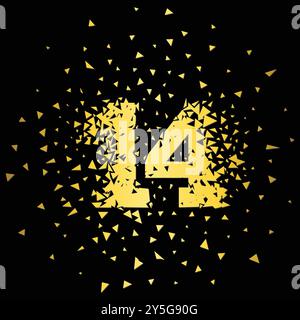 Broken numbers 14. Explosion effects. Vector and illustration Stock ...