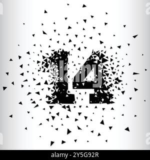 Broken numbers 14. Explosion effects. Vector and illustration Stock ...