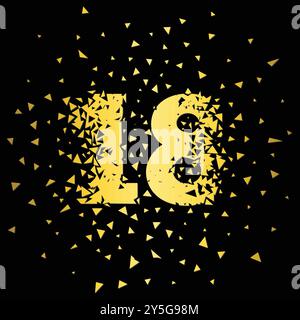 Broken numbers 18. Explosion effects. Vector and illustration Stock ...