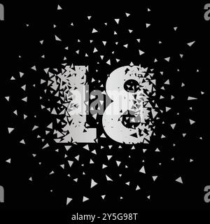 Broken numbers 18. Explosion effects. Vector and illustration Stock ...