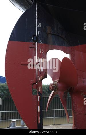 Propeller of ship with roman numerals to show water level and plimsoll ...