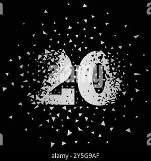 Broken numbers 20. Explosion effects. Vector and illustration Stock ...