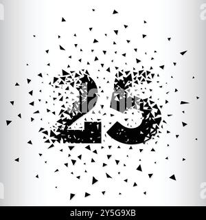Broken numbers 3. Explosion effects. Vector and illustration Stock ...