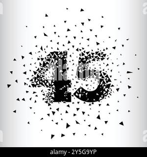 Broken numbers 6. Explosion effects. Vector and illustration Stock ...