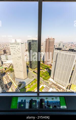 Tokyo cityscape from the Observation floor of Tokyo Tower , interior ...