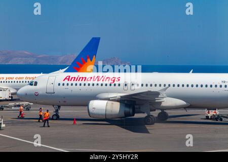 An Animawings and a Jet2 plane on the runway at Heraklion airport in ...