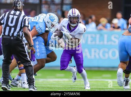 September 21, 2024: James Madison freshman KJ Flowe (14) tackles North ...