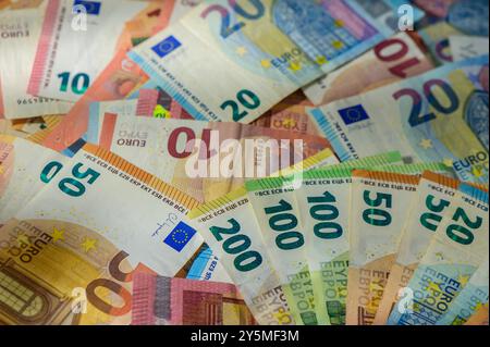 Set of different euro banknotes, background Stock Photo - Alamy