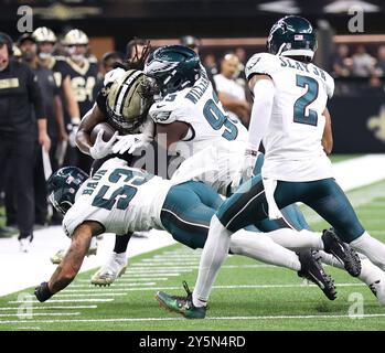 Philadelphia Eagles defensive tackle Milton Williams (93) celebrates a ...