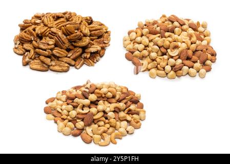 Pecan-nut isolated on white background. Top view Stock Photo - Alamy