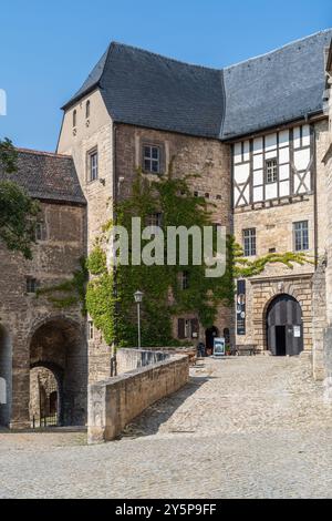 Medieval buildings / castle architecture at Neuenburg castle during ...