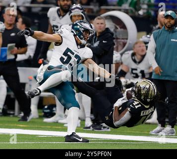 Philadelphia Eagles linebacker Zack Baun in action during an NFL ...