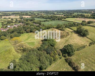 Aerial view of Brinklow Castle, a Norman motte and bailey castle in ...