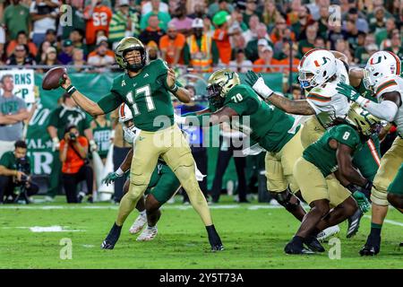 South Florida quarterback Byrum Brown looks for a receiver as Florida ...