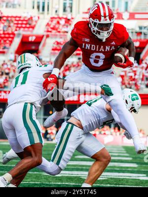 Indiana running back Kaelon Black (8) celebrates with teammates after ...