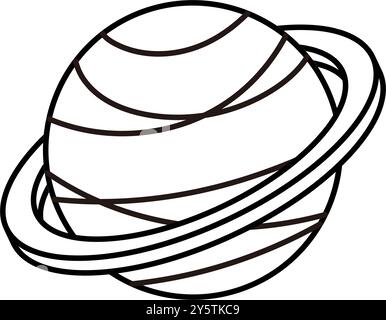 Simple line drawing of Saturn, isometric illustration, Vector ...