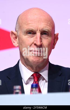 Defence Secretary John Healey speaking during the Labour Party Conference at the ACC Liverpool ...