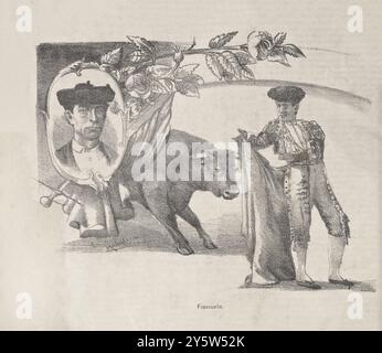 Spanish bullfighter or matador, 19th century. Torero in montera cap ...