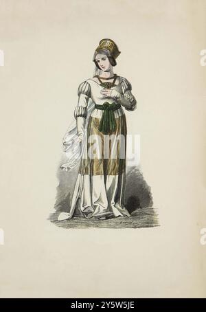Vintage illustration of Noble German woman. Around 1480. Historical and ...
