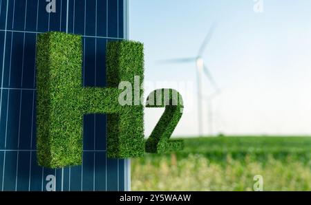 Getting green hydrogen from renewable energy sources. Concept Stock ...