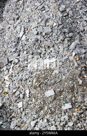 Rubble and debris from demolished building, Santorini map showing ...