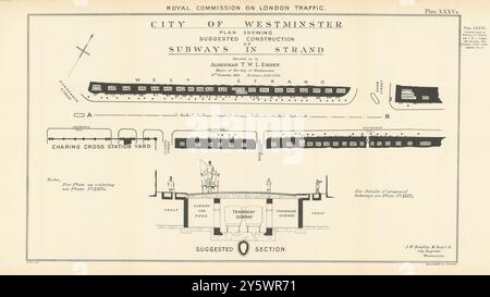 London Traffic Royal Commission proposed Strand tramway station section ...
