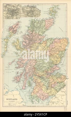 SCOTLAND in counties. Inset Edinburgh. Antique map by GW BACON 1898 old ...