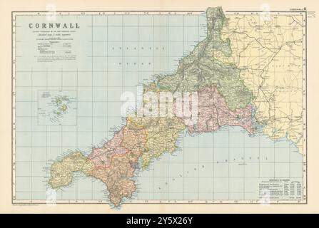 CORNWALL antique county map by GW BACON 1891 old plan chart Stock Photo ...