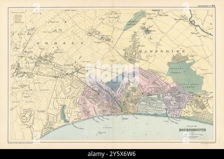 BOURNEMOUTH. Vintage town city map plan. Dorset 1950 old vintage chart ...
