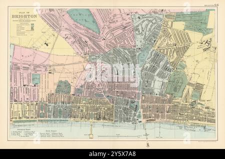 BRIGHTON town city plan. Sussex 1920 old antique vintage map chart ...