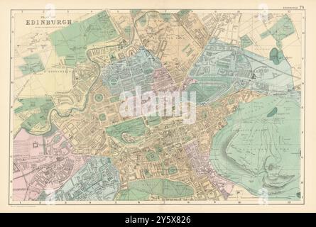 EDINBURGH antique town city plan by GW BACON 1898 old map chart Stock ...