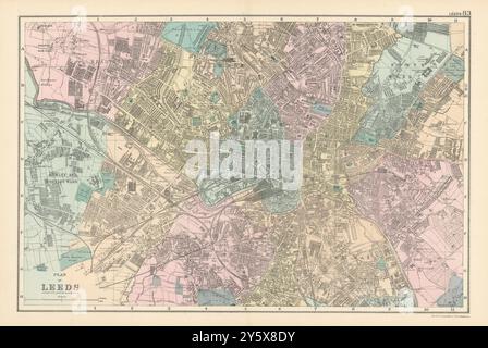 LEEDS. Vintage town city map plan. Yorkshire 1950 old vintage chart ...