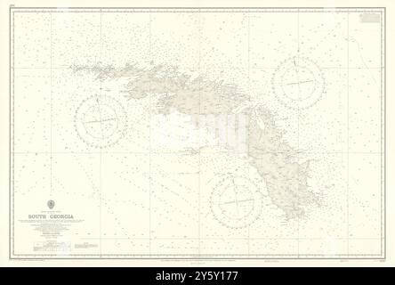 South Georgia Admiralty chart used on HMS Glamorgan in 1982 war. 1958 ...