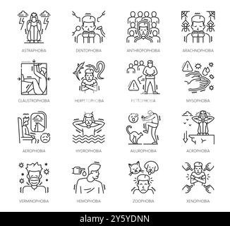 Human acrophobia phobia icon, mental health. Fear of heights problem ...