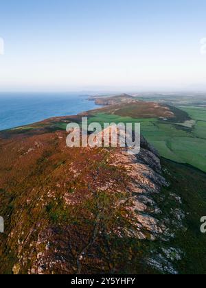 View to sea from Carn Llidi tor, St David's Head, Pembrokeshire, Wales ...