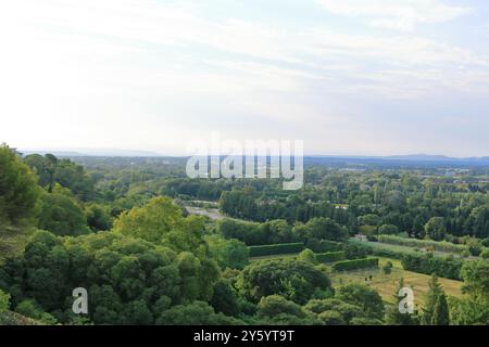 the view to Avigon, Provence, France from the hilltop village Les ...