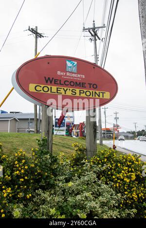 Welcome to Bay Roberts sign in Newfoundland & Labrador, Canada Stock ...