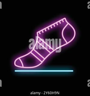 Vibrant neon sign depicting a single sock standing upright on a line ...