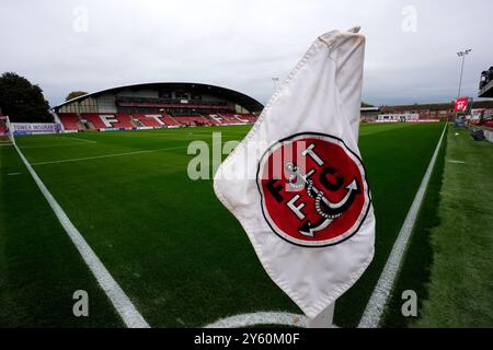 Ground View inside the Stadium corner flag emblem during the Leeds ...