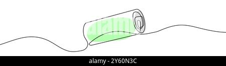 Continuous line drawing of battery. Single line drawing of a battery ...