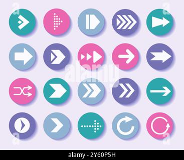 Cursor to right in circle icon set color hexahedron Stock Vector Image ...