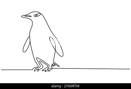 Penguin continuous one line art drawing of vector, One line penguin ...