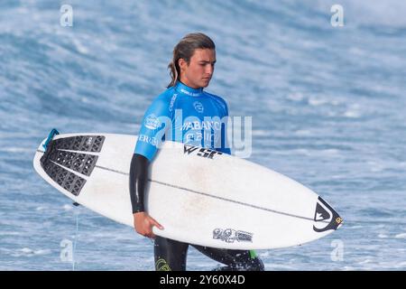 Pantin, Spain. The surfer Marco Mignot in the World Qualifying Series ...