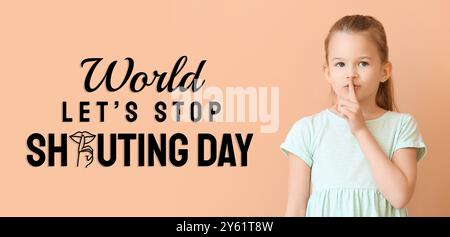 Banner for World Lets Stop Shouting Day with little girl showing ...