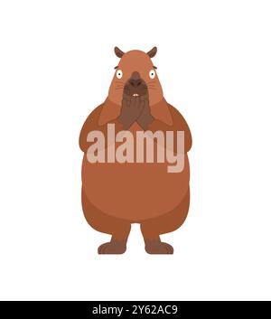 Capybara scared OMG avatar emotion. rodent Oh my God emoji. Frightened ...
