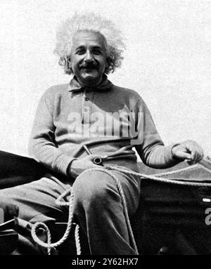 Albert Einstein on his yacht on holiday with his daughter Frau Kayser ...