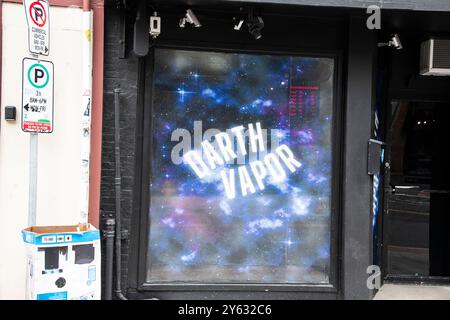 Darth Vapor sign on Water Street in downtown St. John's, Newfoundland ...