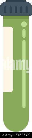 Glass test tube containing green chemical liquid used for scientific ...