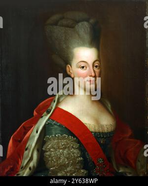 Portrait of Maria I of Portugal (1734-1816). circa 1788. Miniature of ...